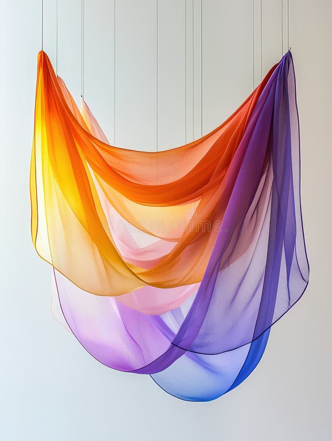 Colorful Scarf Hanging from the Ceiling in a Bright Indoor Setting with ...