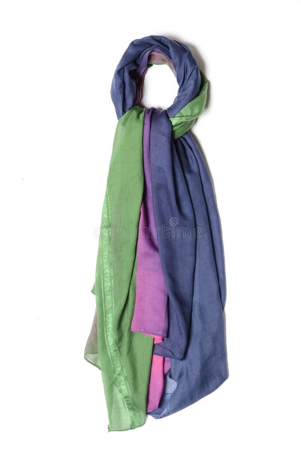 Colorful Scarf Isolated on White Stock Image - Image of fabric, shawl ...