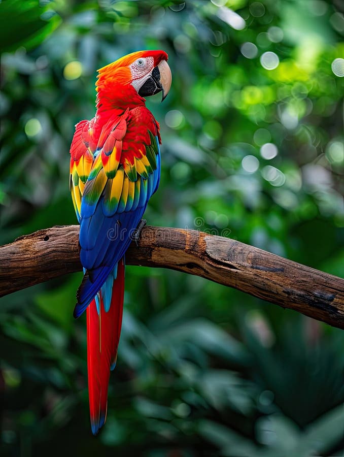 Colorful Scarlet Macaw Parrot in Jungle Stock Illustration ...