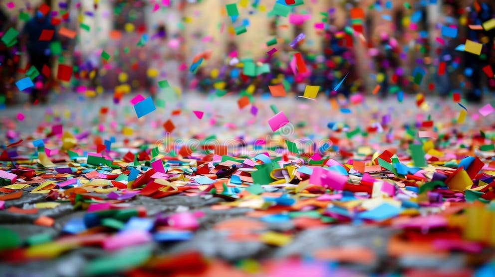 A Colorful Scattered Confetti on the Ground Stock Illustration ...