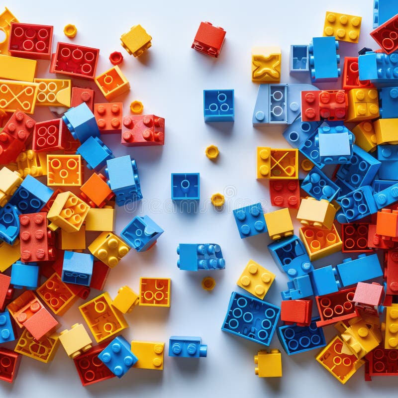 Colorful Scattered LEGO Blocks on W Stock Illustration - Illustration ...