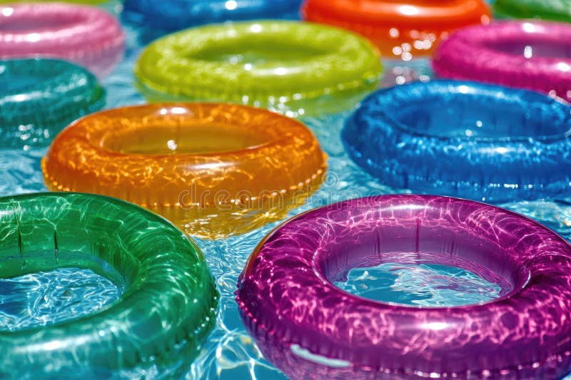 A Colorful Scene of Inflatables Floating in a Pool, Great for Summer ...