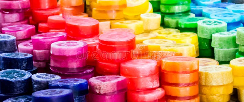 Colorful Scented Soaps from Fruit Ingredients. Stock Photo - Image of ...
