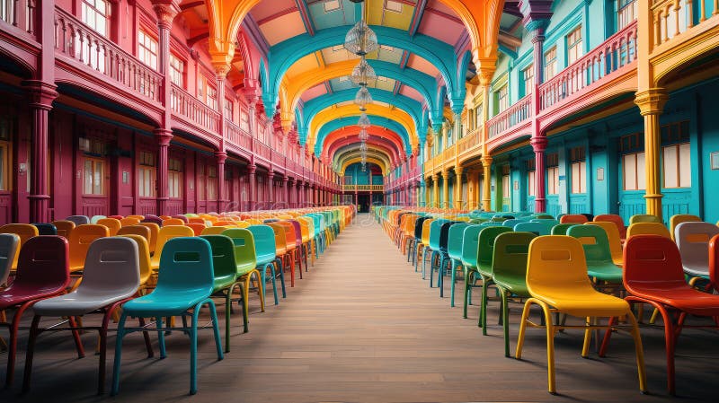 Colorful School Classroom or Lecture Hall Extreme Closeup. Generative ...