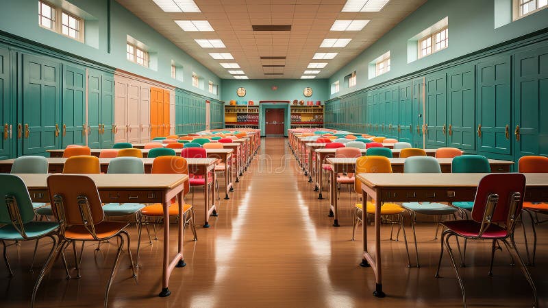 Colorful School Classroom or Lecture Hall Extreme Closeup. Generative ...