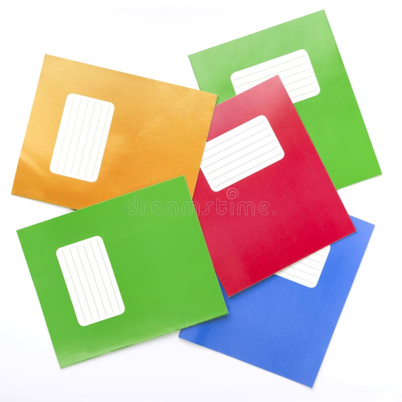 Colorful School Exercise Books and Open Page of Note Sheet on White ...