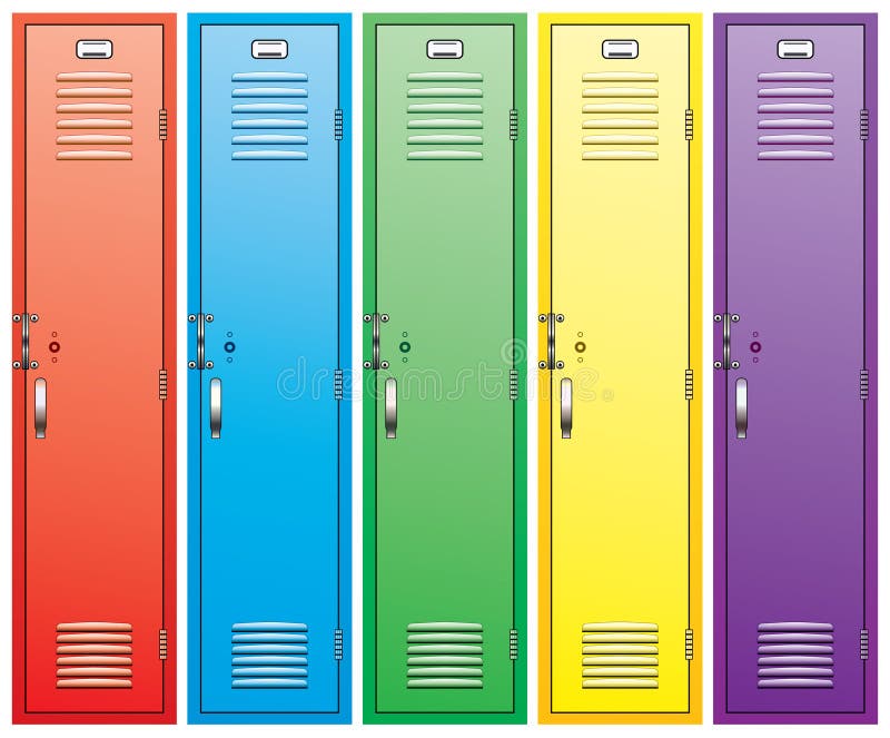 Colorful school lockers stock vector. Illustration of student - 20808648