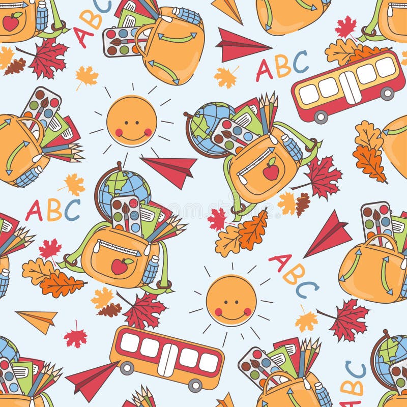 Colorful school pattern stock vector. Illustration of hand - 32686649