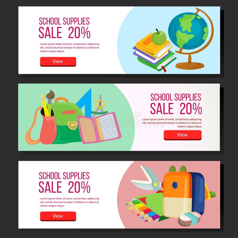 Colorful School Banner with School Kids Stock Vector - Illustration of ...