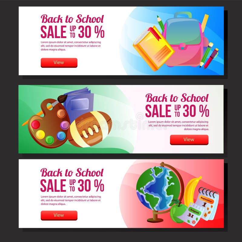 Colorful School Banner with School Kids Stock Vector - Illustration of ...