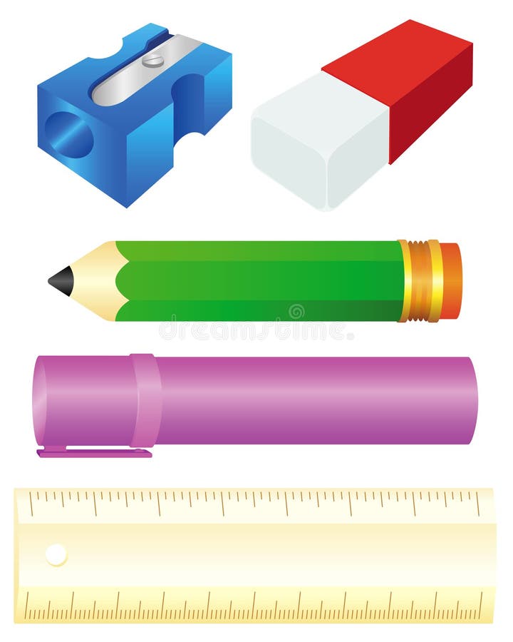 Colorful school set stock vector. Illustration of purple - 6485655