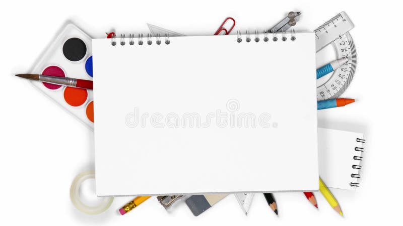 Notepad with Colorful School Supplies. Stock Footage - Video of ...