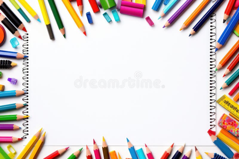 Colorful School Supplies Create a Double Border on Lined Paper ... Colorful School Supplies Create a Double Border on Lined Paper ...