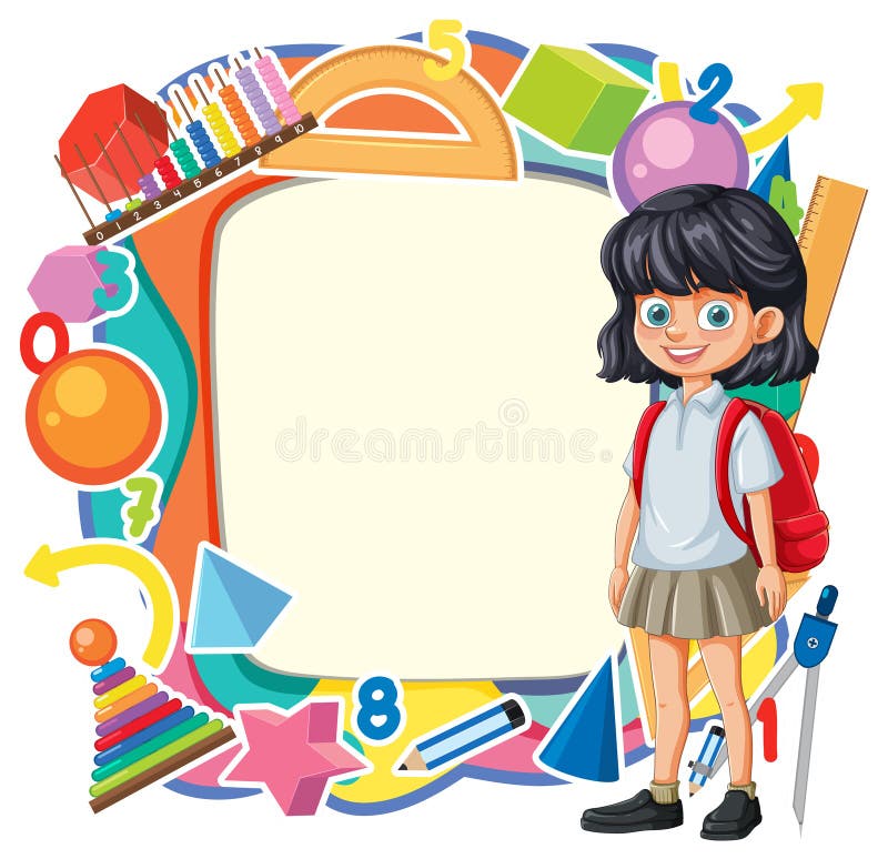 Colorful School-themed Frame Stock Vector - Illustration of numbers ...