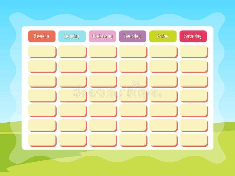 Colorful School Timetable for Kids. School Timetable for Children Stock ...