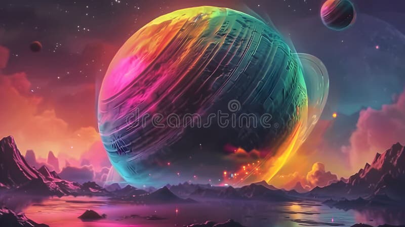 Colorful Sci-Fi Alien Planet Landscape with Vibrant Atmosphere and ...