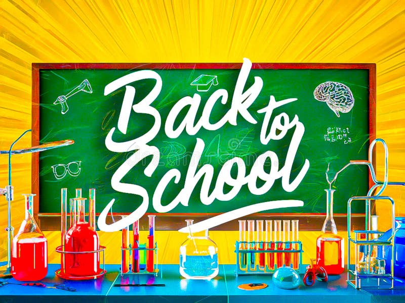 Border with Beakers Background Stock Vector - Illustration of clear ...