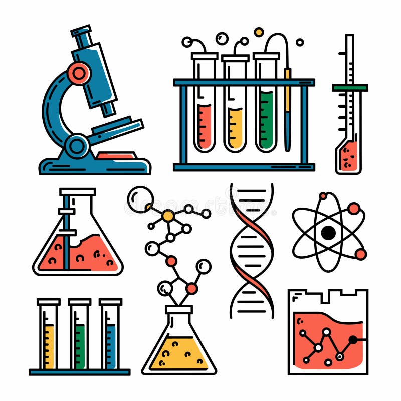 Colorful Science Laboratory Icons and Illustrations for Educational Use ...