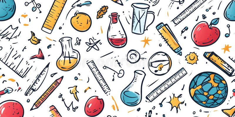 Science-themed School Notebook Cover with Colorful Laboratory Equipment ...