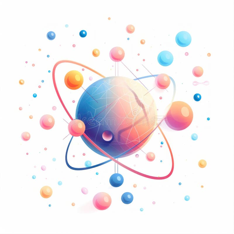 Colorful Scientific Illustrations with Atom and Flask. Generative Ai ...