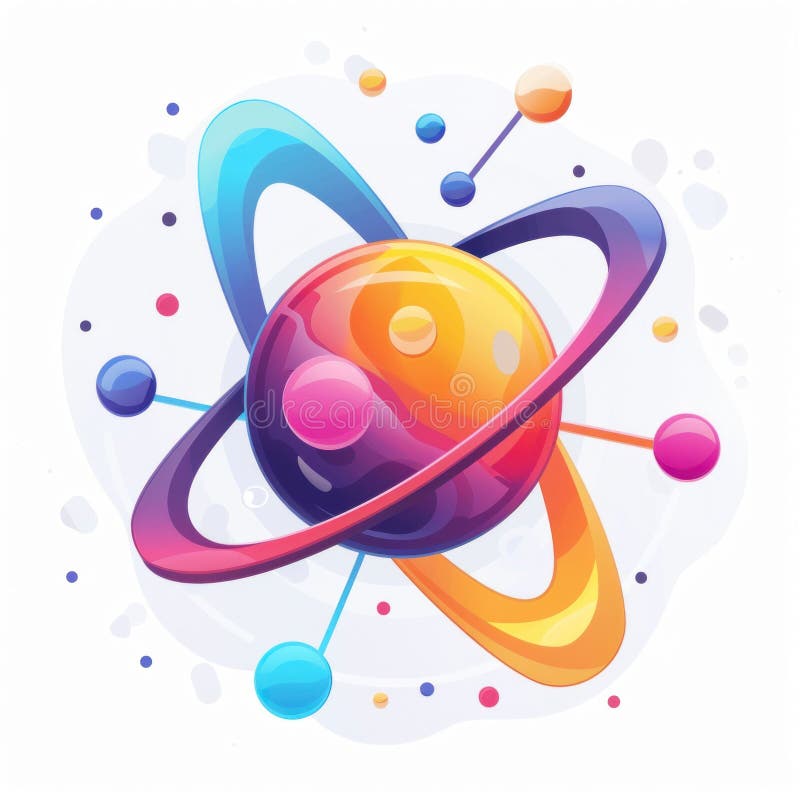 Colorful Scientific Illustrations with Atom and Flask. Generative Ai ...