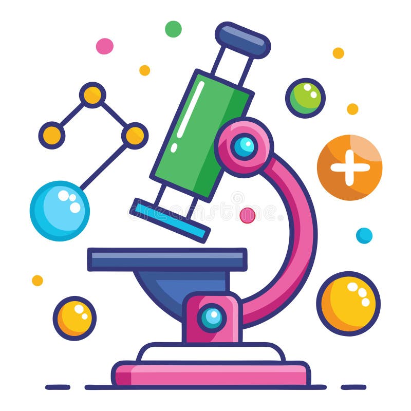 Colorful Scientific Microscope with Molecules and Chemical Elements ...