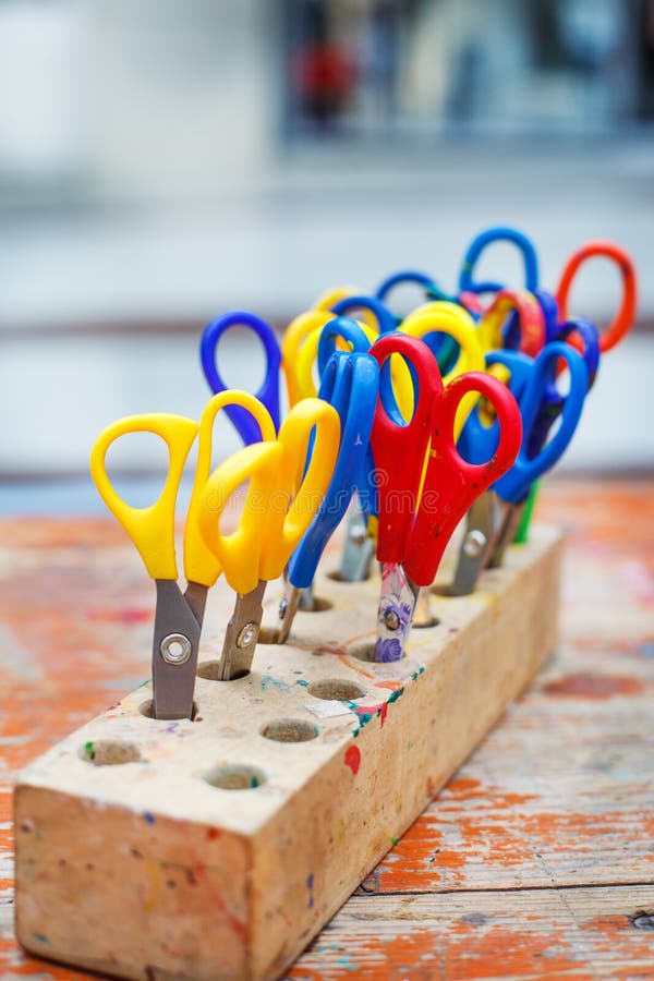 Colorful Scissors for Children for Making Art, Closeup. Stock Image ...