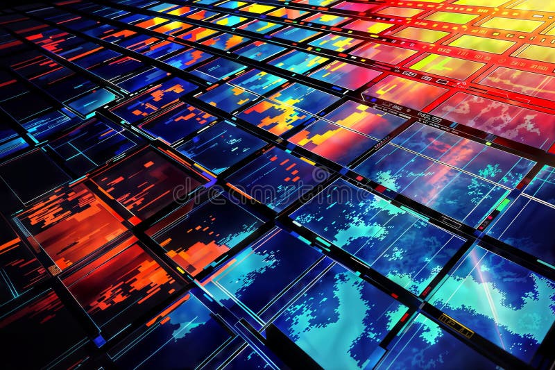Colorful Screens: a Cyber Background of a Large Array of Colorful ...