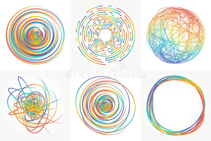Colorful Scribles - Circles, Spheres and Doodles. Set of Bright ...