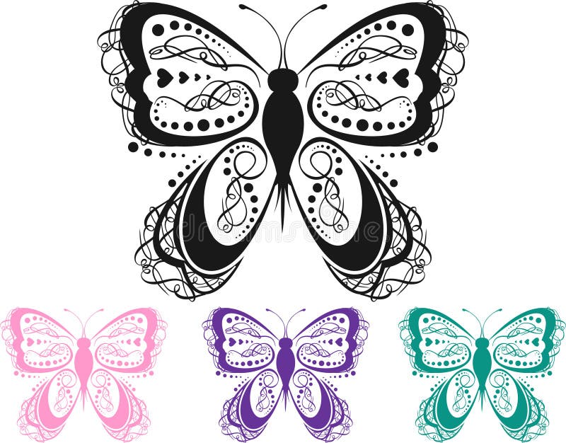 Colorful Scroll Butterfly stock vector. Illustration of ornament - 17553685