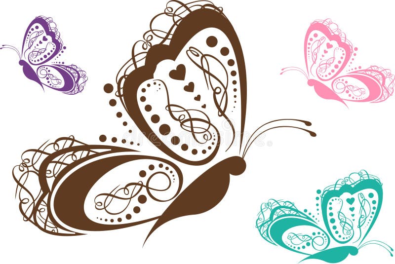 Colorful Scroll Butterfly stock vector. Illustration of ornament - 17553685