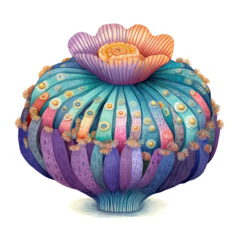 Colorful Sea Anemone on White Background . Stock Illustration ...