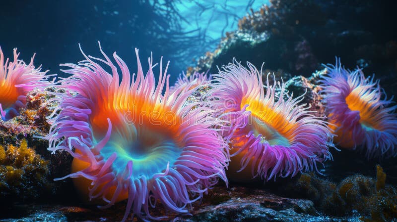 Colorful Sea Anemones on the Ocean Floor Stock Image - Image of anemone ...