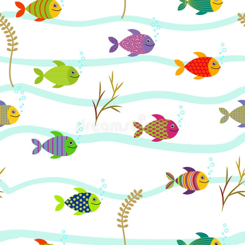 Fishes seamless pattern stock vector. Illustration of multicolored ...