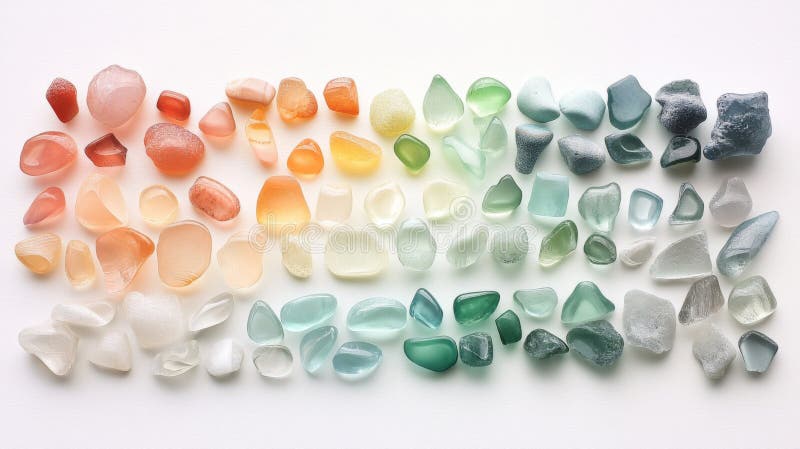 Colorful Sea Glass Collection on White Background Stock Illustration ...