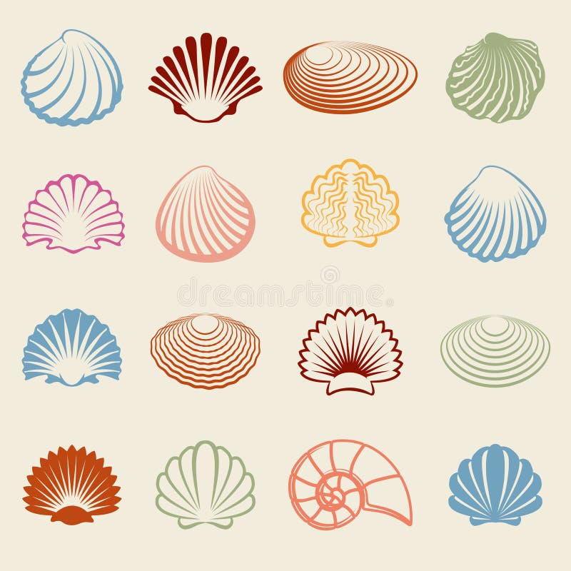 Sea shell silhouettes stock vector. Illustration of cockleshell - 77836282