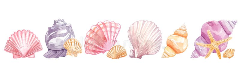 Colorful Sea Shells and Starfish in Different Shapes and Patterns ...