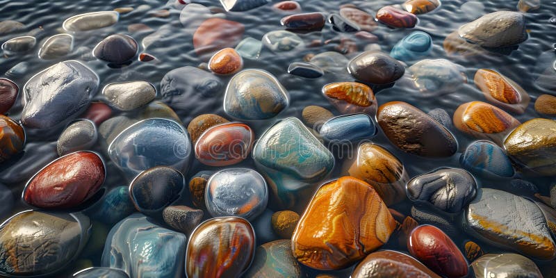 Colorful Sea Stones in the Sea Water Background - Ai Generated Stock ...