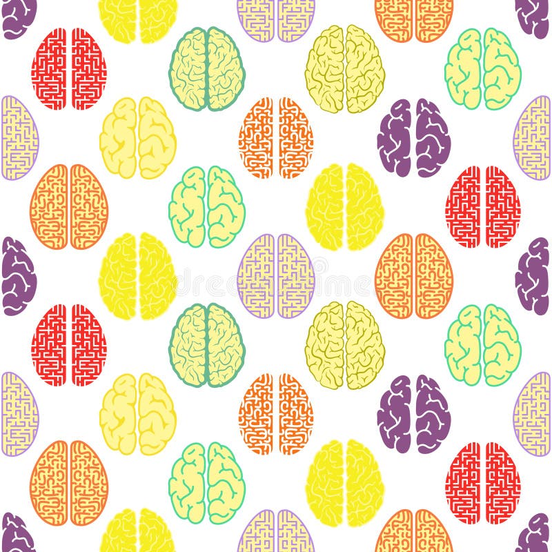 Colorful Seamless Brain Pattern. Scientific Background. Stock Vector ...