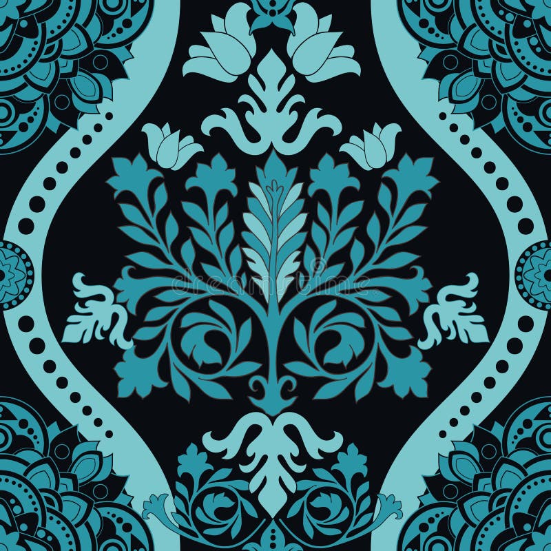 Colorful Seamless Damask Pattern, Classic Wallpaper, Background ...