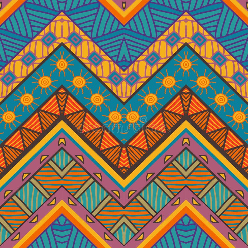 Colorful Seamless Ethnic Pattern Stock Vector - Illustration of orange ...