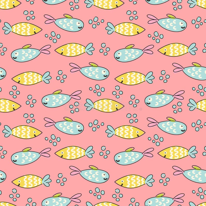 Colorful Seamless Fish Pattern for Children Kids Design Projects Stock ...