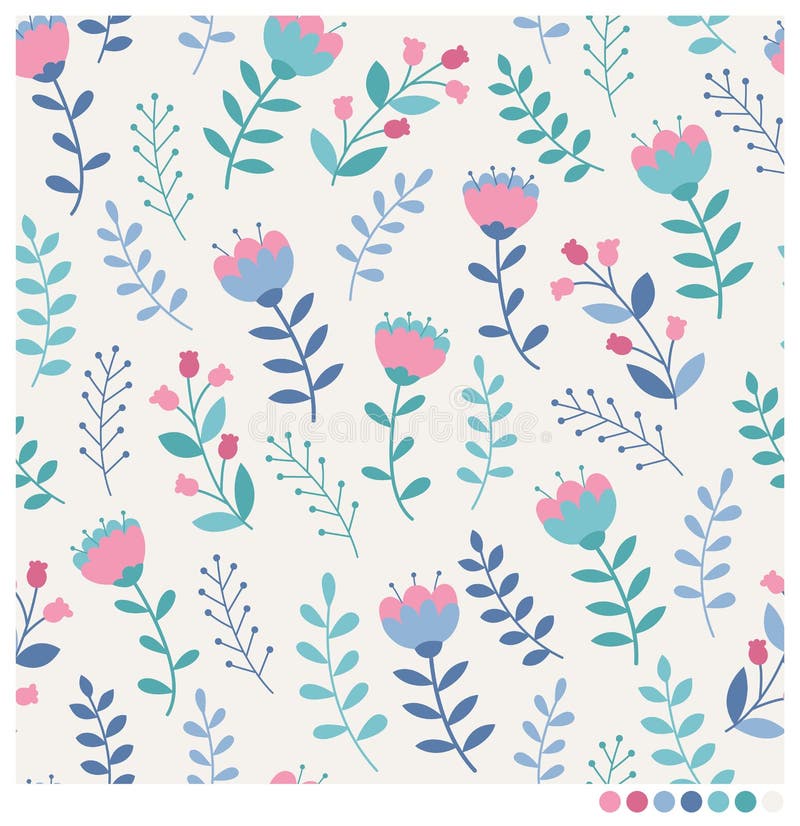 Flower Pattern Seamless Background Stock Illustration - Illustration of ...