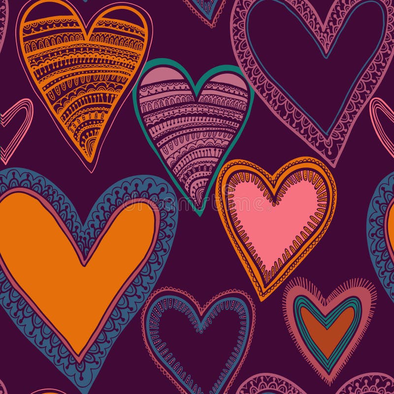 Colorful Seamless Heart Pattern Stock Vector - Illustration of sticker ...