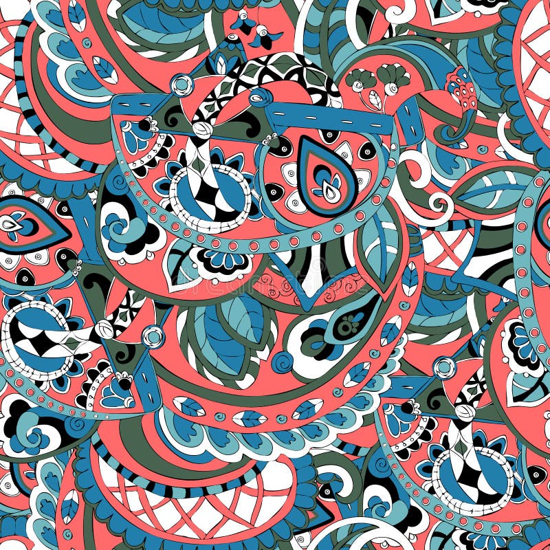 Colorful Seamless Indian Pattern Stock Vector - Illustration of drawing ...