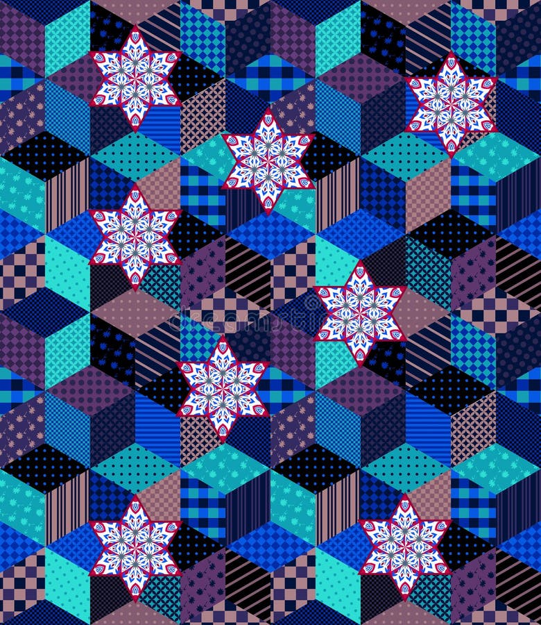 Colorful Seamless Patchwork Pattern for Christmas. Stock Vector ...