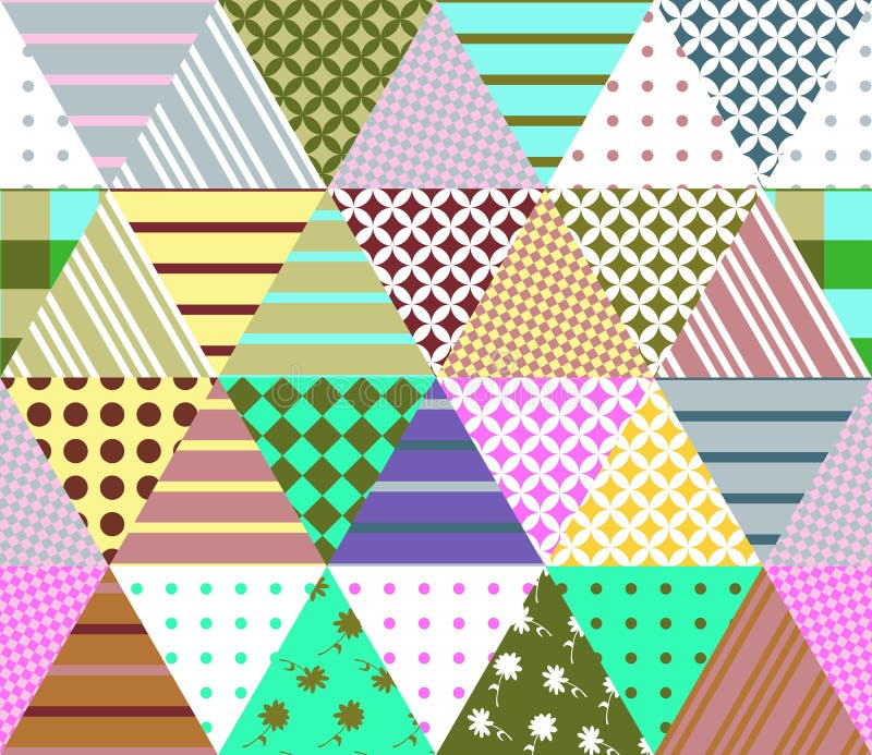 Colorful Seamless Patchwork Pattern. Geometric Triangle Tiles Stock ...