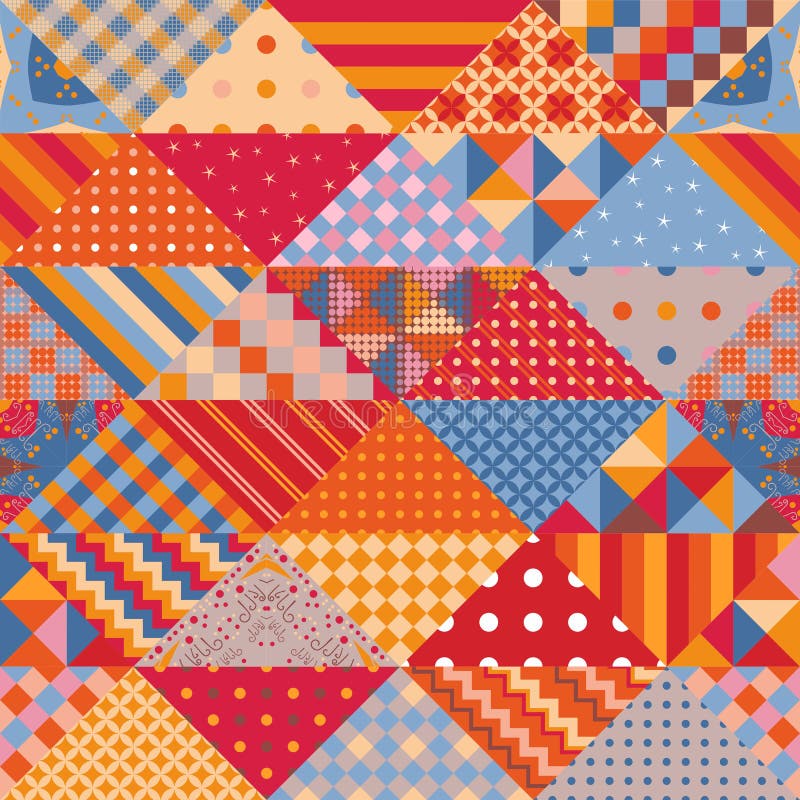 Colorful Seamless Patchwork Pattern from Triangle Patches with Abstract ...