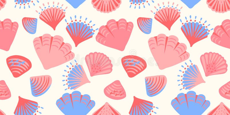 Colorful Seamless Pattern with Abstract Artistic Shape Sea Shells ...