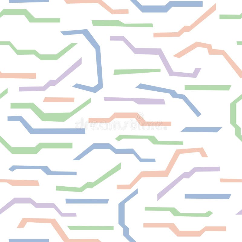 Colorful Seamless Pattern with Abstract Pastel Line Shapes on White ...